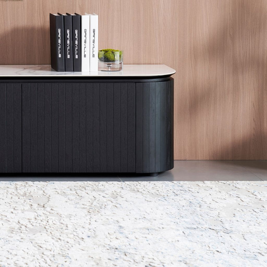 Ava TV Unit - Stylish Curved Design with Walnut Panelling – Gainsville