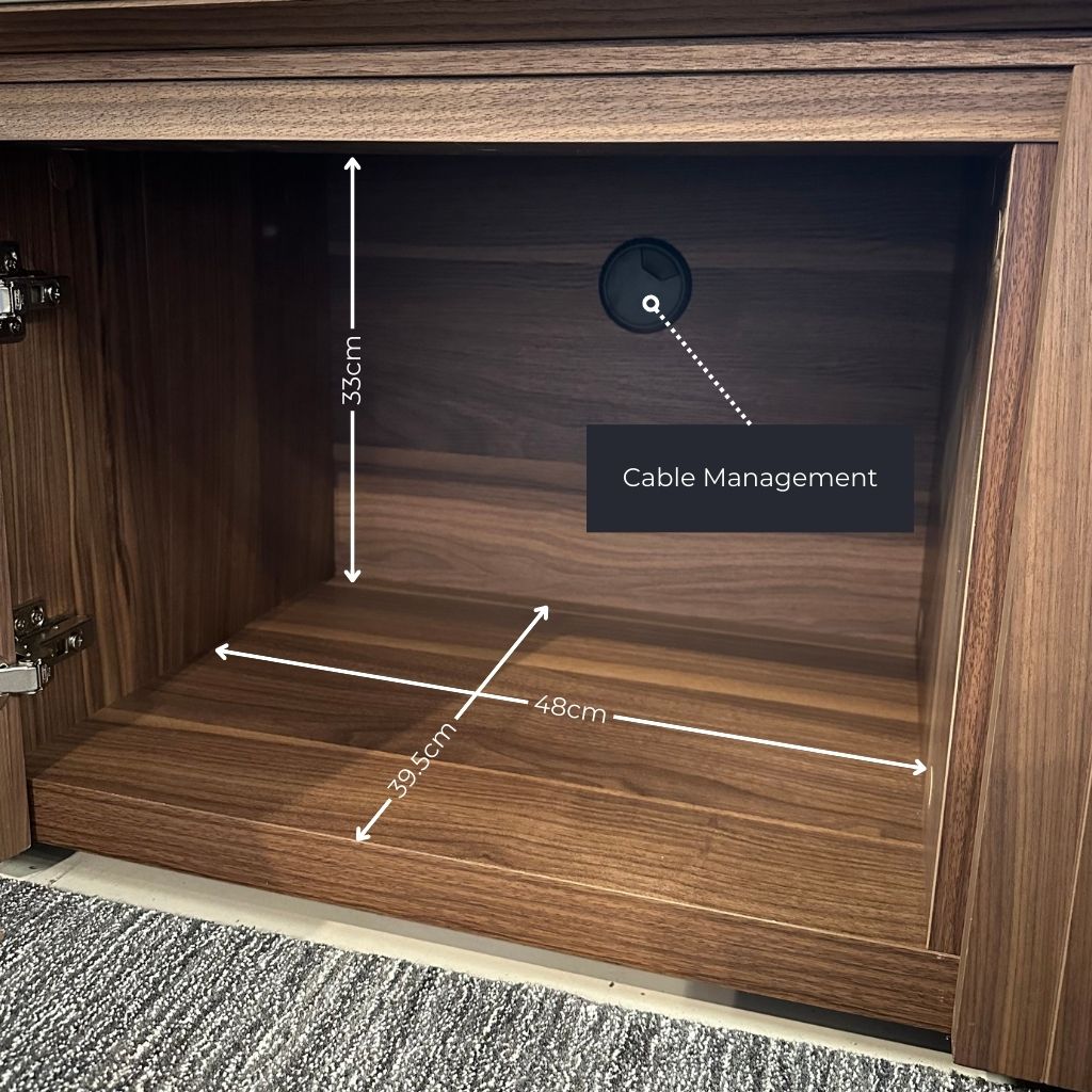 Ava TV Unit - Stylish Curved Design with Walnut Panelling – Gainsville