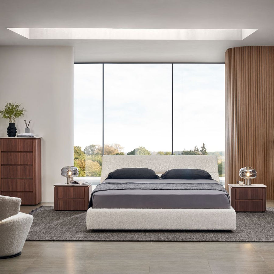 Ava TV Unit - Stylish Curved Design with Walnut Panelling – Gainsville