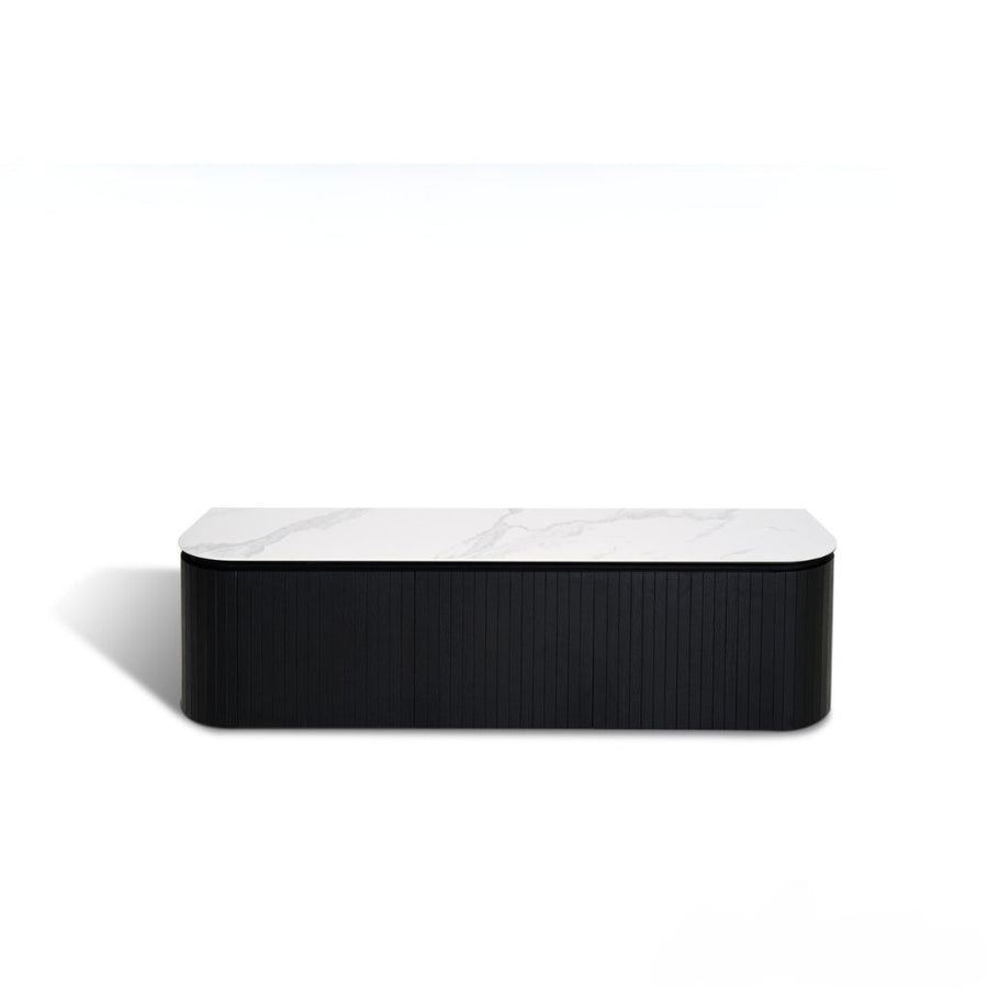 Ava TV Unit - Stylish Curved Design with Walnut Panelling – Gainsville