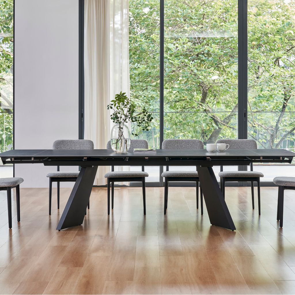 Montreal Dining Table with Venato Porcelain Top Clearance – Gainsville